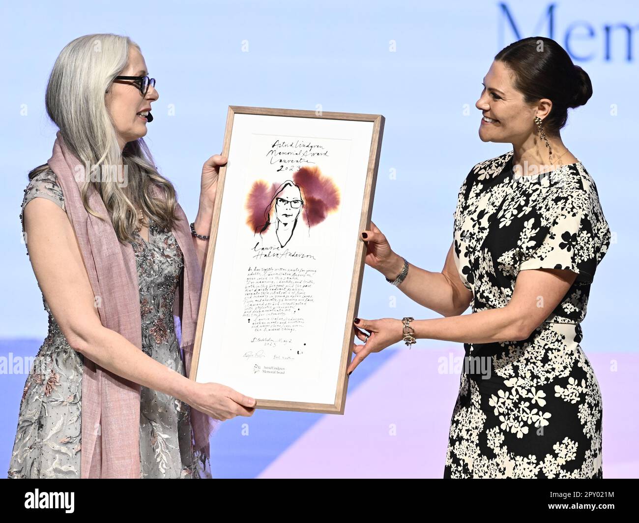 Stockholm, Sweden. 02nd May, 2023. Crown Princess Victoria (R) hands ...