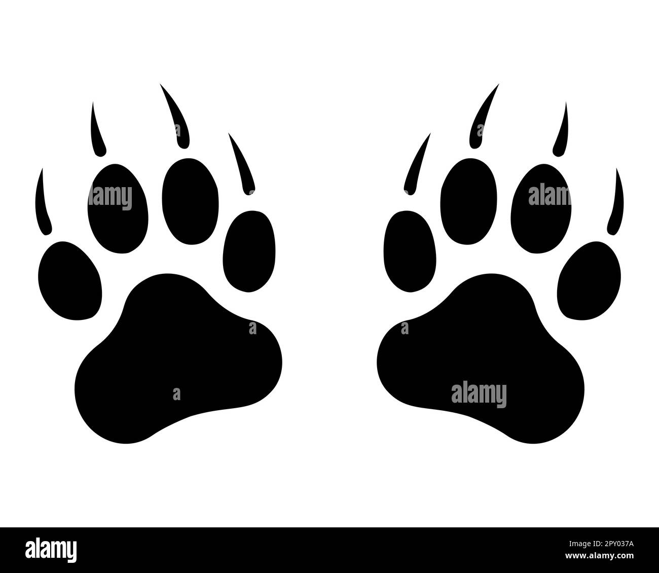 black paw print of a wild animal. flat vector illustration Stock Vector ...
