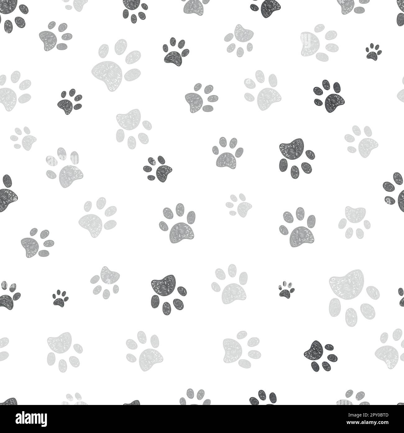 Doodle grey paw prints seamless fabric design pattern Stock Vector ...