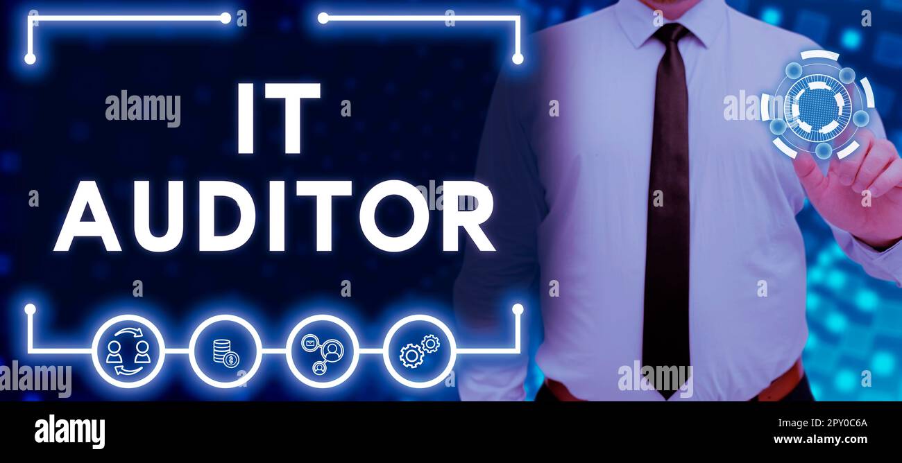 Hand writing sign It Auditor, Business overview person authorized to review and verify the ...