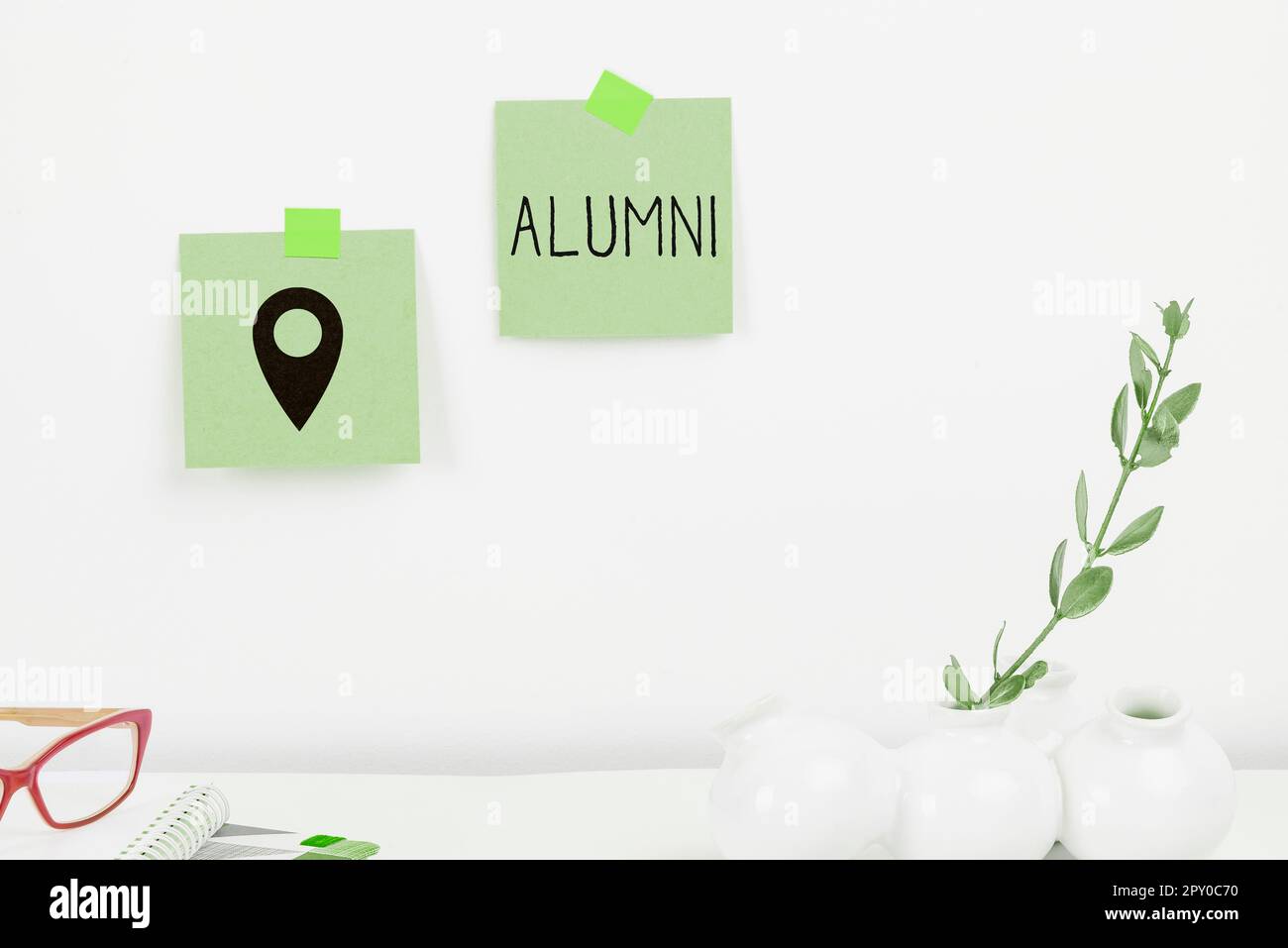 Hand writing sign Alumni, Word for former pupil or student especially ...