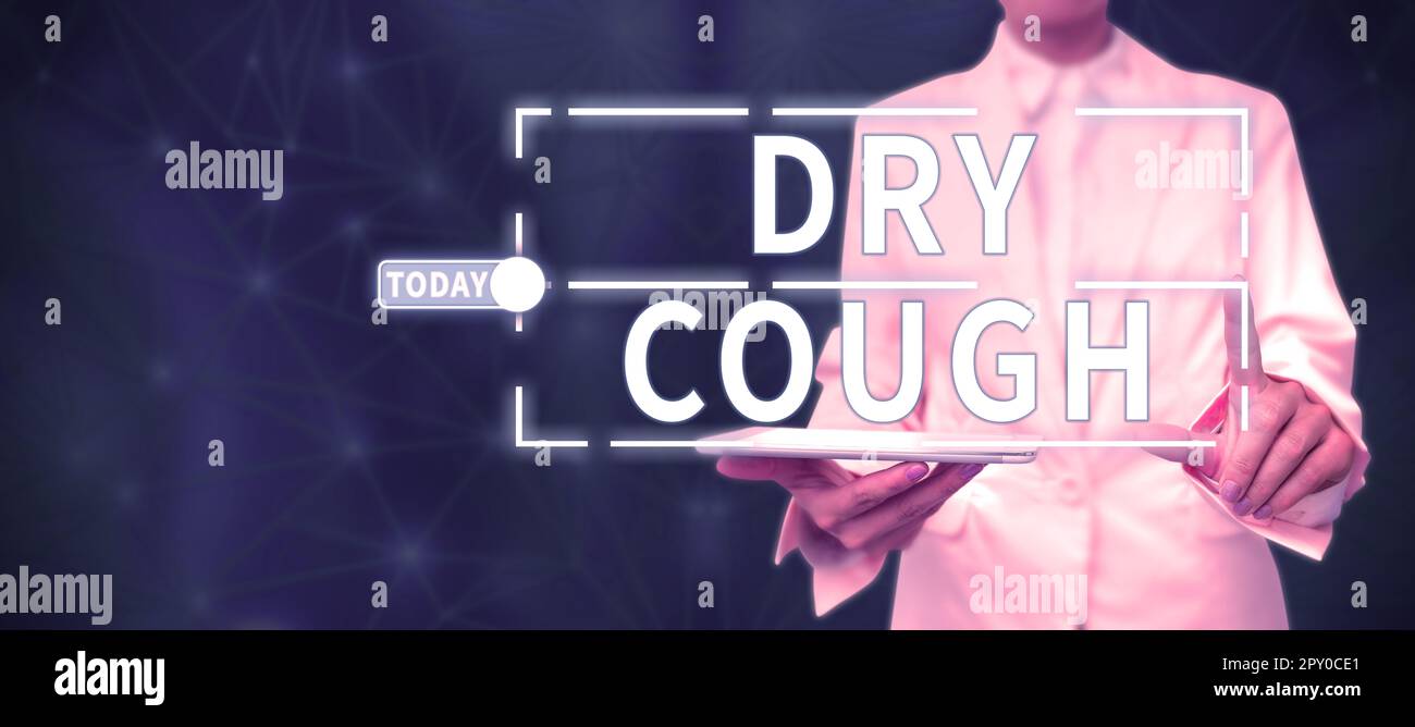 Text sign showing Dry Cough, Business concept cough that are not ...