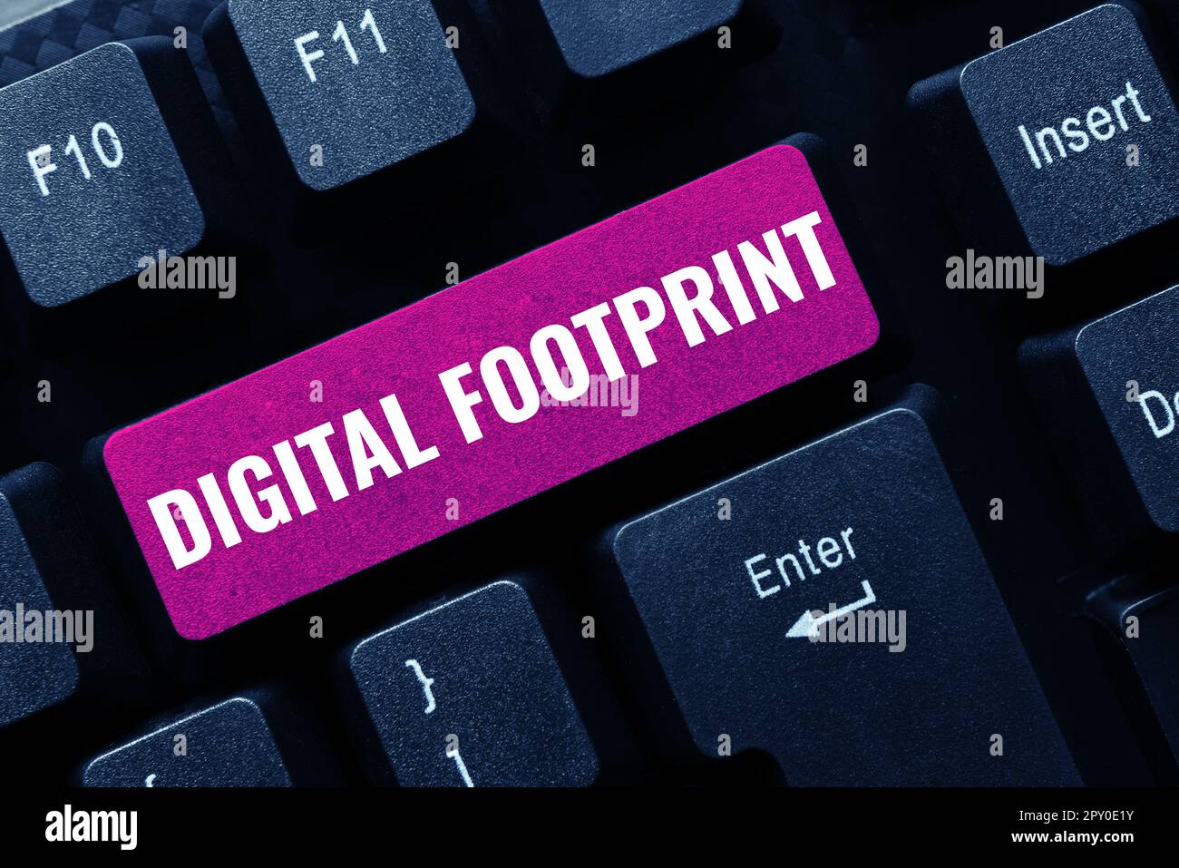 Hand writing sign Digital Footprint, Business overview uses digital ...