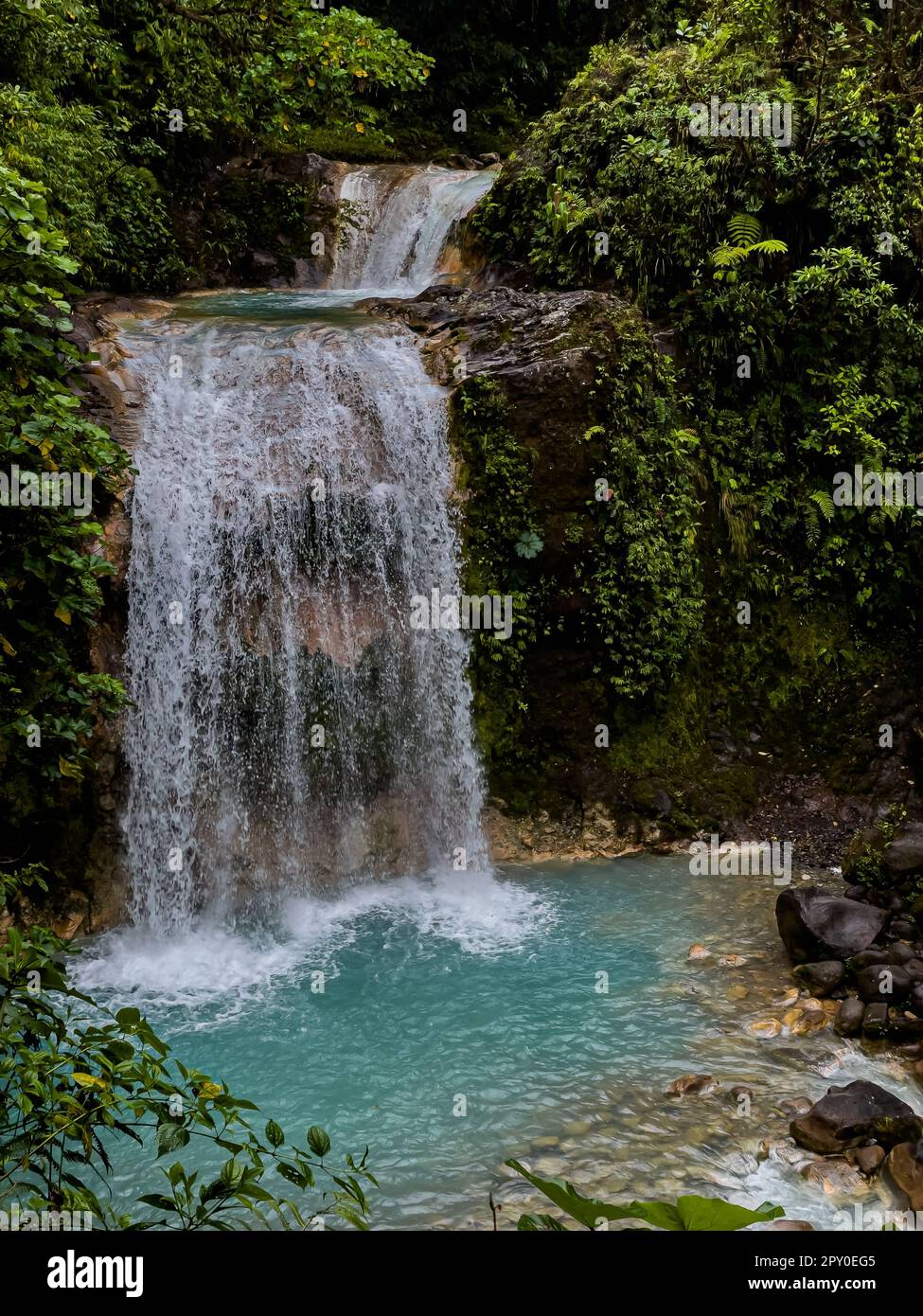 Beautiful aerial view of the Costa Rica Waterfall in bajos de Toro ...