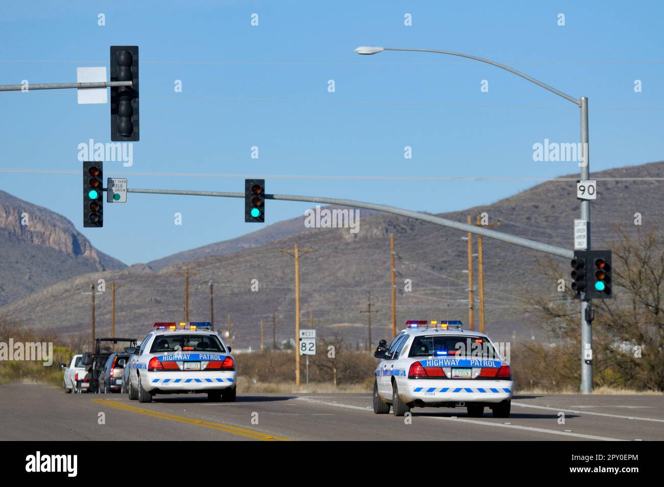 USA, Southwest, Arizona, Highway patrol, Highway West 82 Stock Photo ...