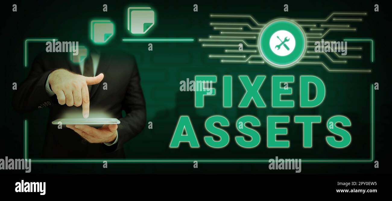 Handwriting text Fixed Assets, Word Written on long-term tangible piece ...