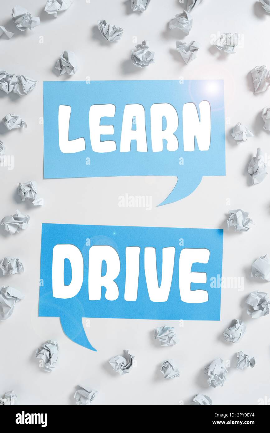 Text caption presenting Learn Drive, Concept meaning to gain the ...