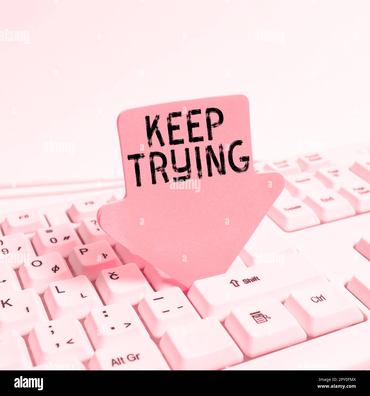 Text caption presenting Keep Trying, Business showcase continue to do something or to do ...