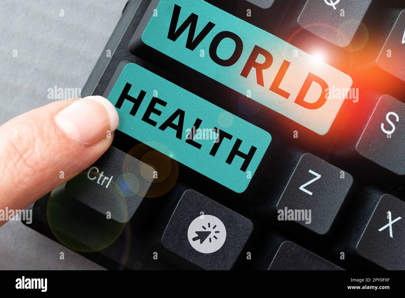 Text sign showing World Health, Internet Concept World day of action ...