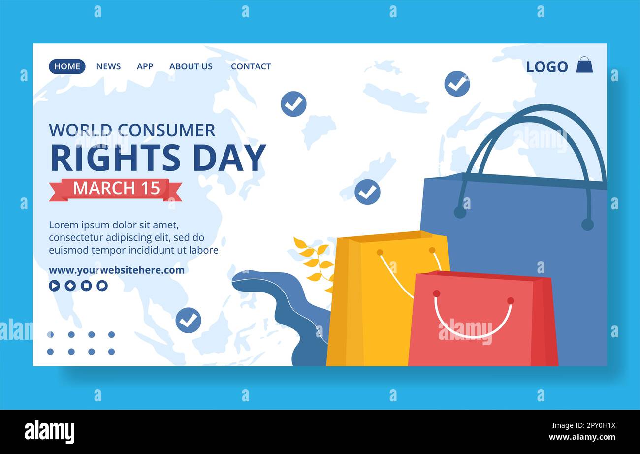 World Consumer Rights Day Social Media Landing Page Flat Cartoon Hand ...