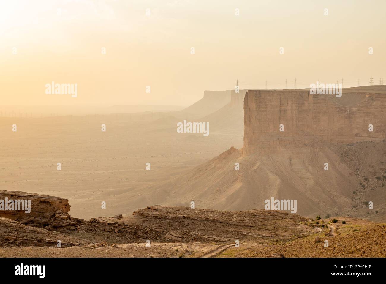 The Jabal Tuwaiq Mountains, with desert landscape, Riyadh, Saudi Arabia ...
