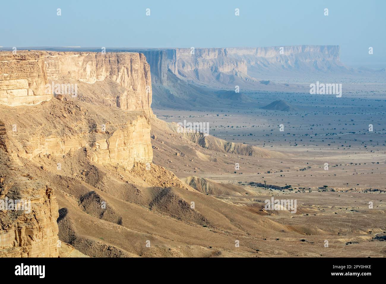 The Jabal Tuwaiq Mountains, with desert below landscape, Riyadh, Saudi ...