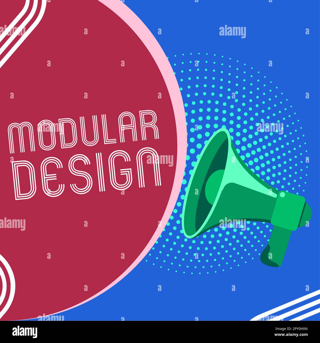 Text caption presenting Modular Design, Word Written on product ...