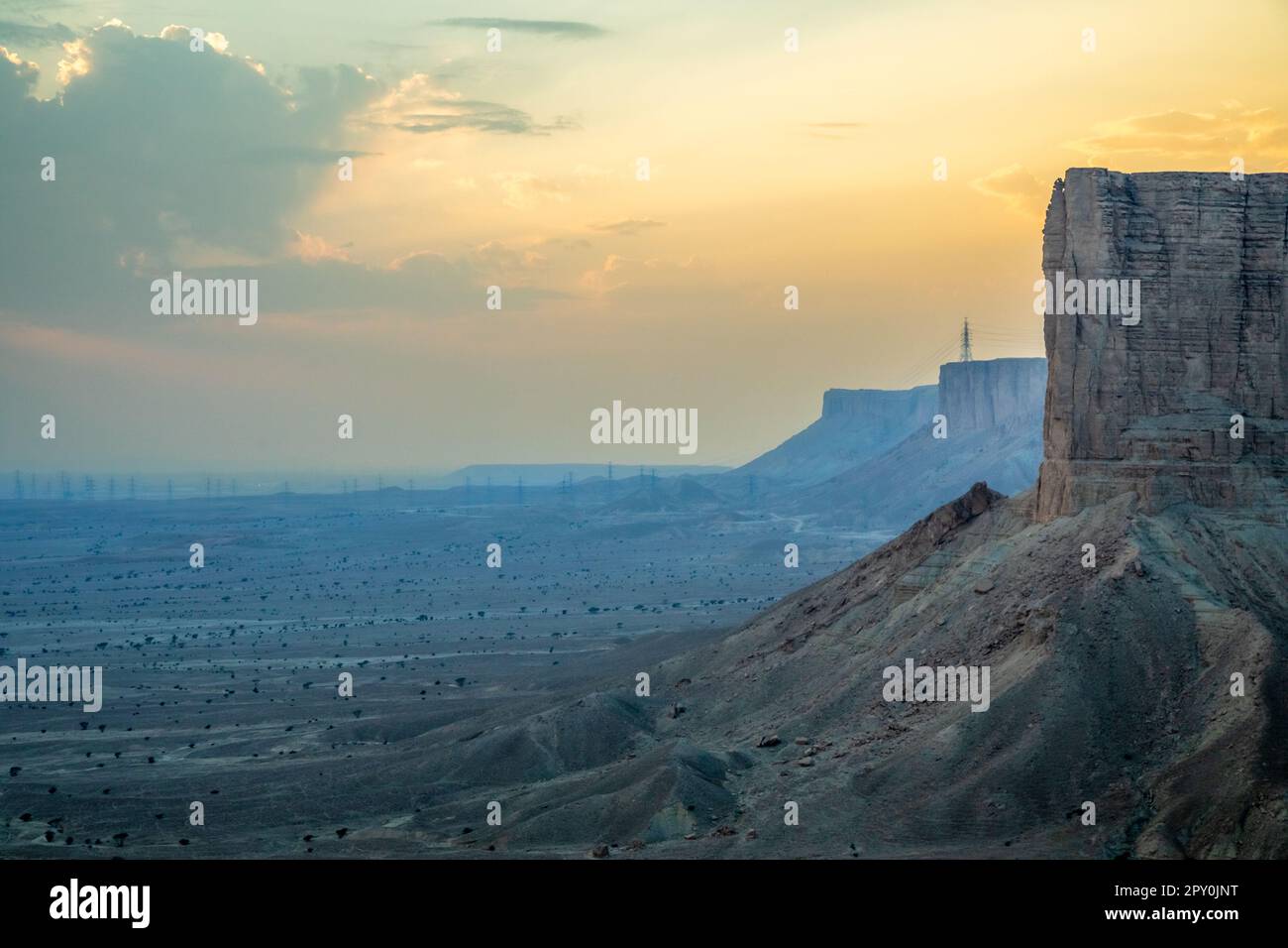 The Jabal Tuwaiq Mountains, with desert landscape, Riyadh, Saudi Arabia ...