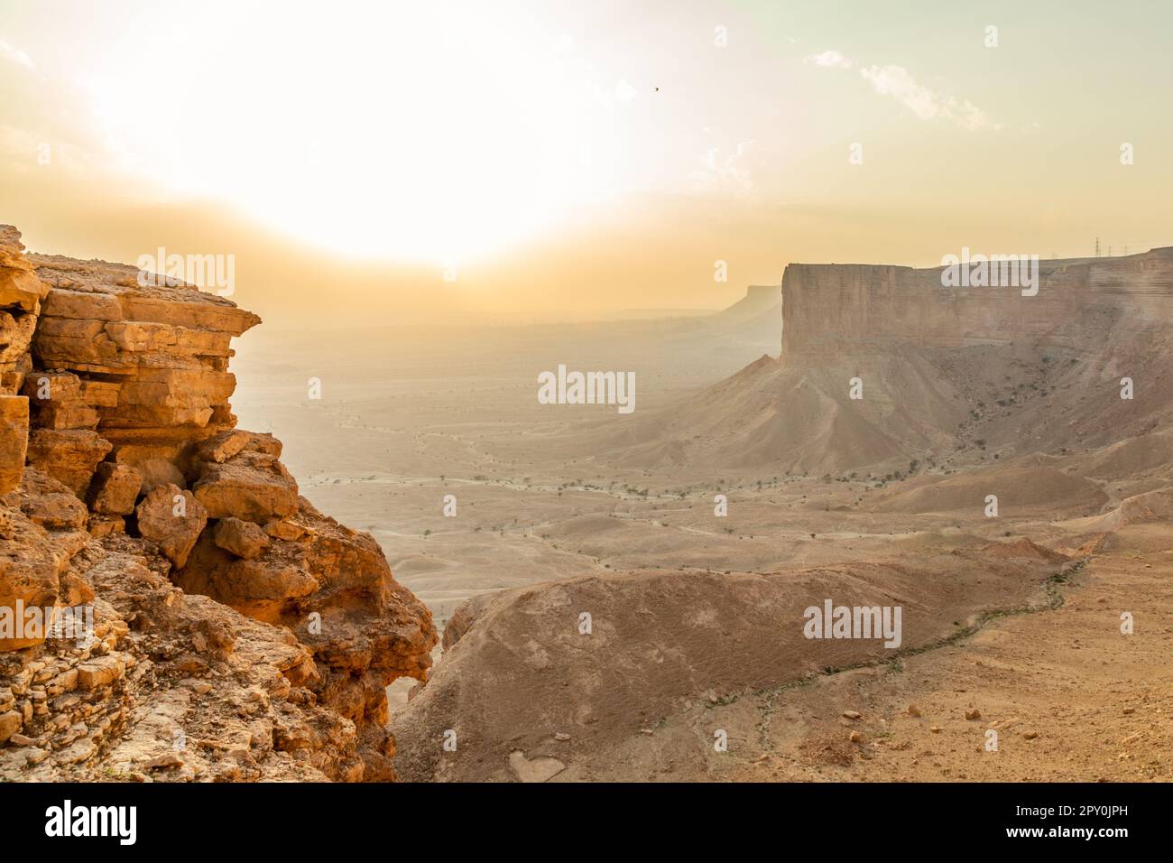 The Jabal Tuwaiq Mountains, with desert landscape, Riyadh, Saudi Arabia ...