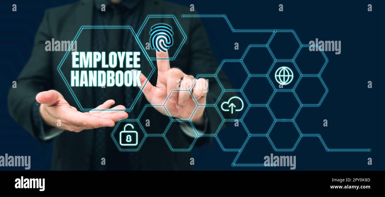 Conceptual Display Employee Handbook Word Written On Document That Contains An Operating
