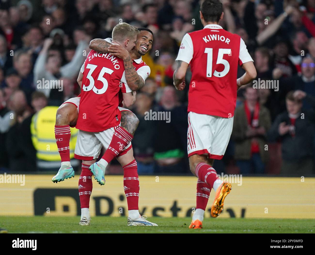 Arsenals Gabriel Jesus Centre Celebrates With Arsenals Oleksandr