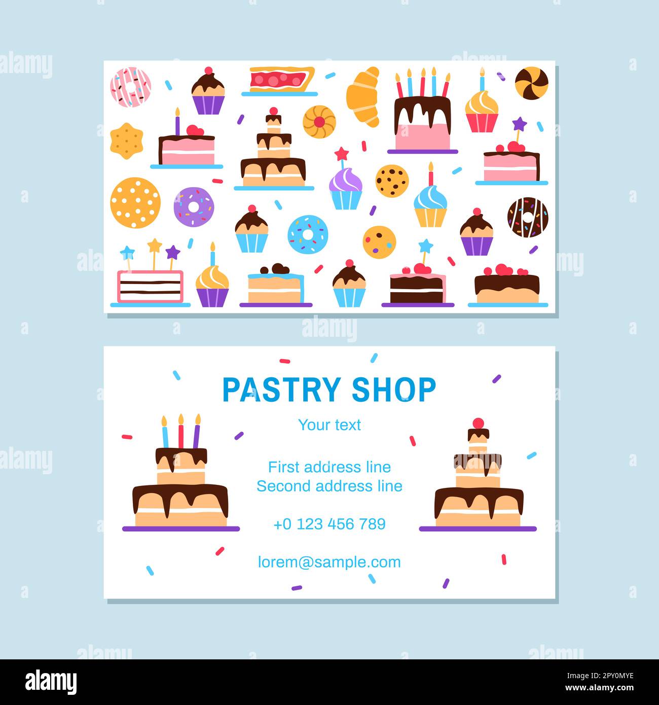 Pastry shop visit card template Baked healthy food Stock Vector Image ...