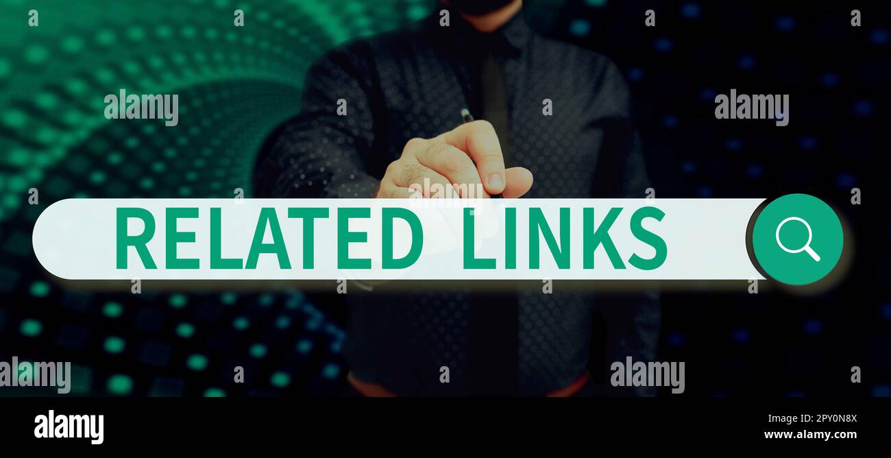 Conceptual caption Related Links, Business approach Website inside a Webpage Cross reference ...