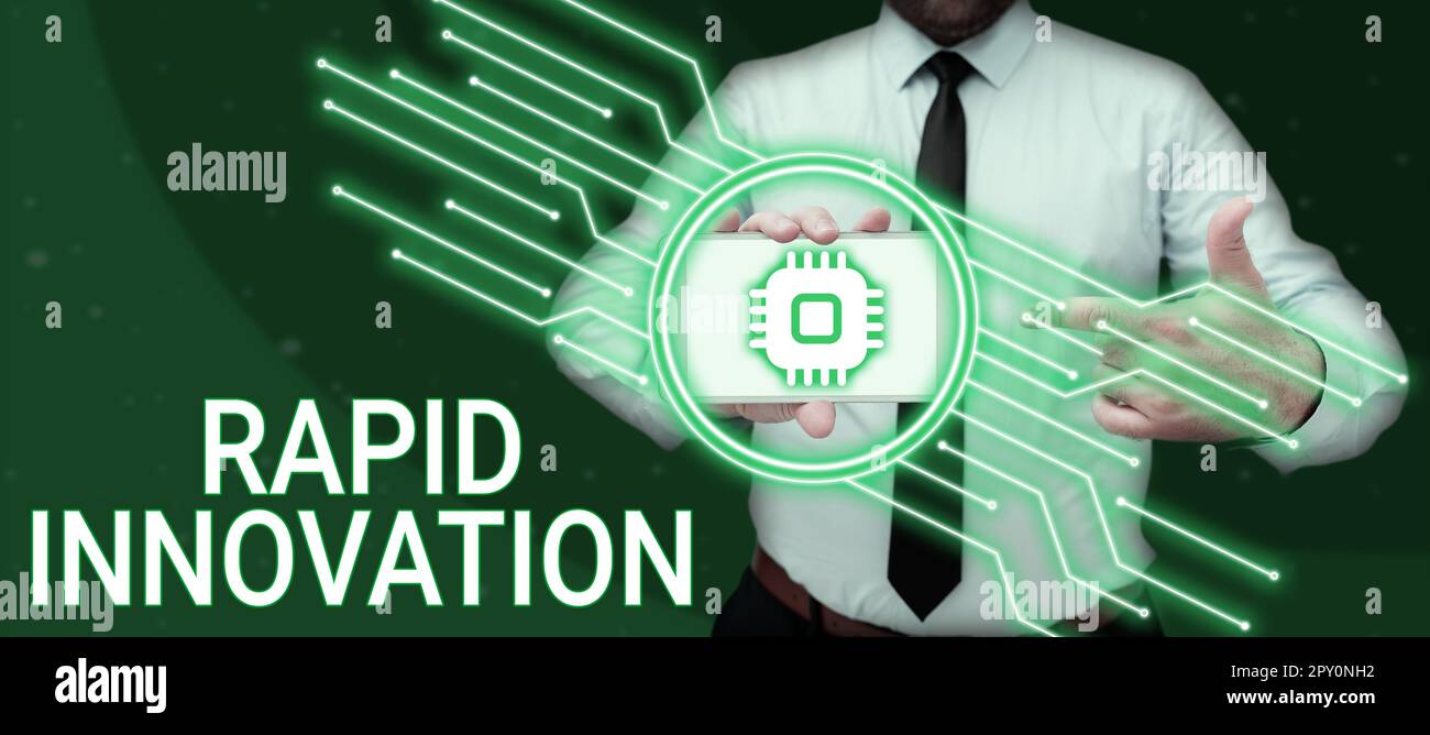Sign displaying Rapid Innovation, Business approach characteristic of a ...