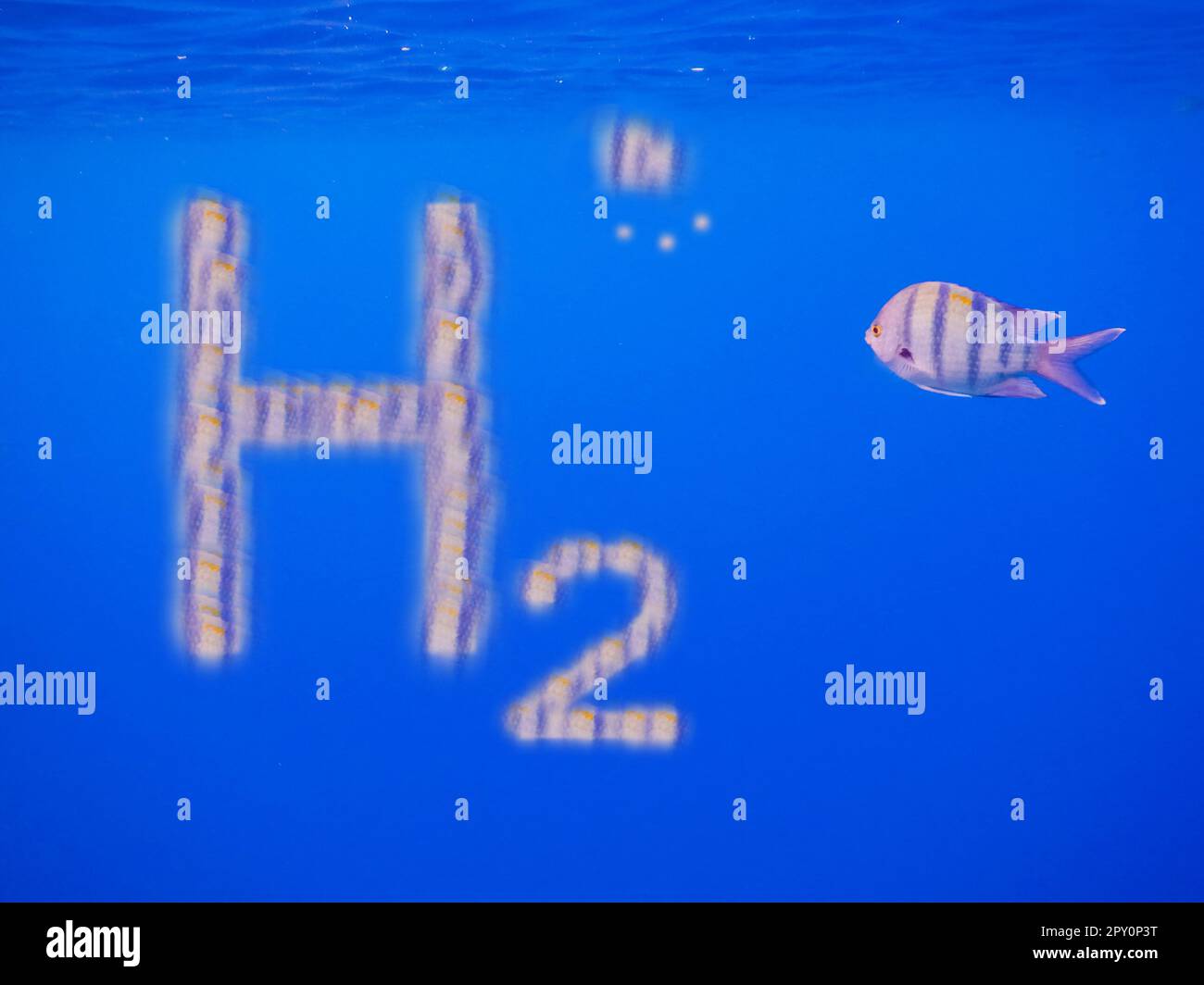 3D illustration renewable pure energy h2 hydrogen and a indopazific ...