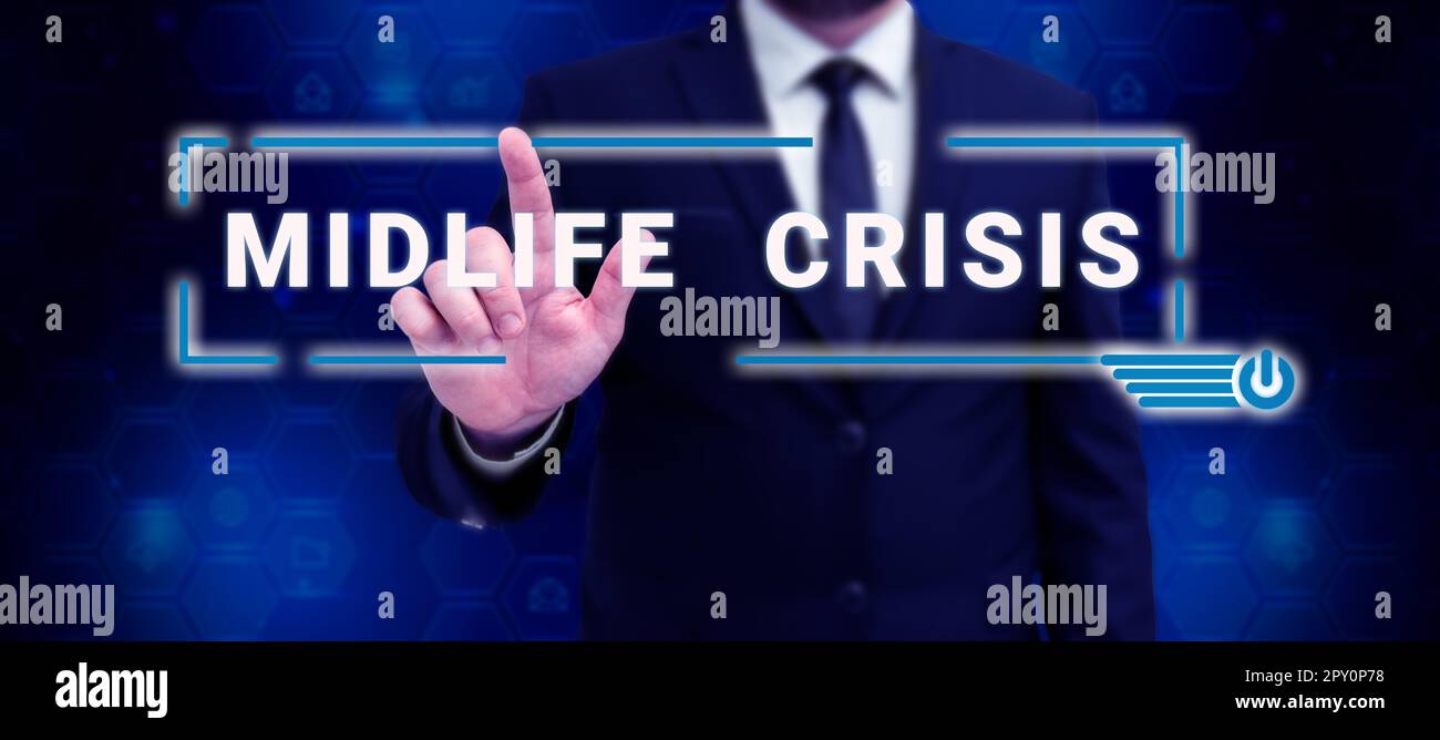 Text caption presenting Midlife Crisis, Conceptual photo Software ... Text caption presenting Midlife Crisis, Conceptual photo Software ...