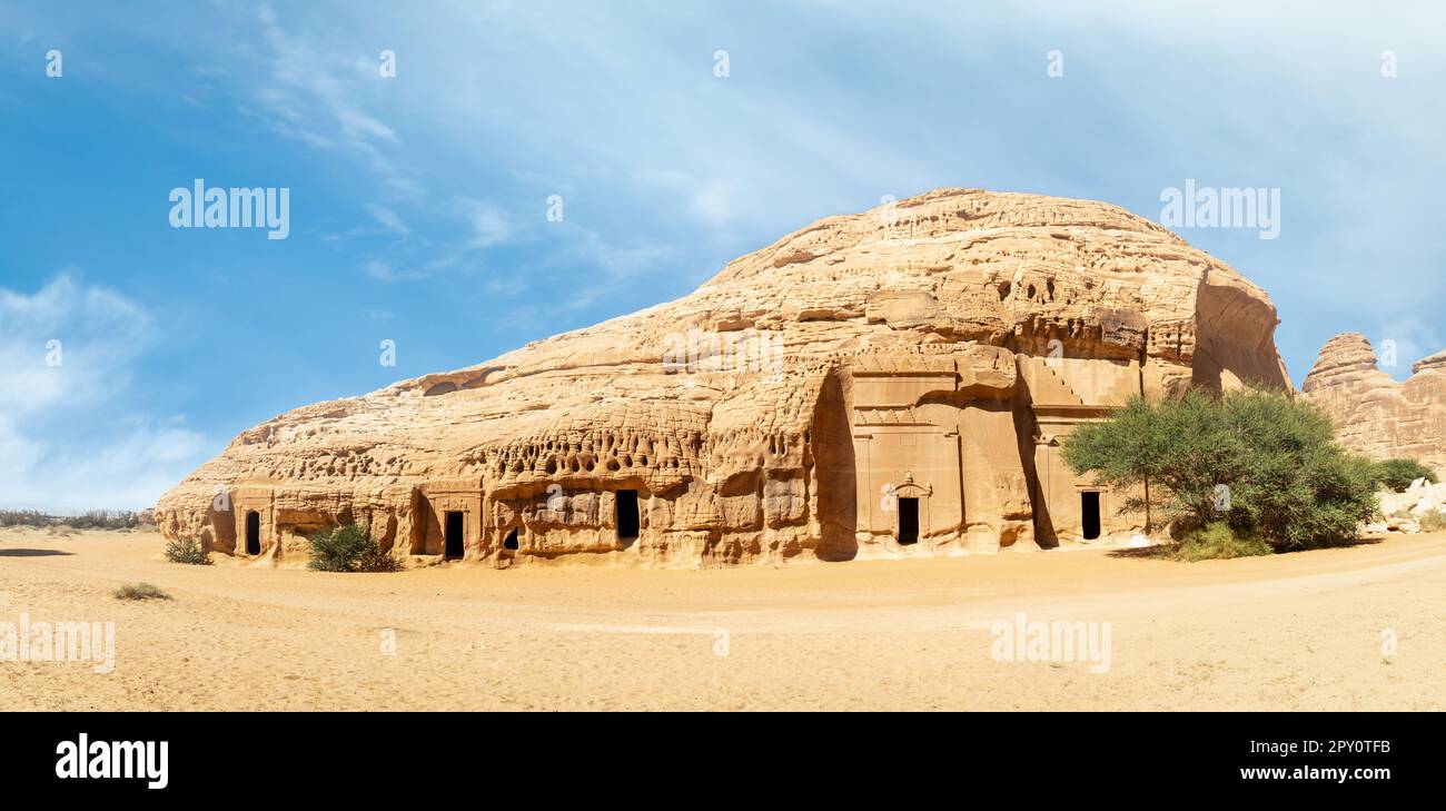 Jabal al banat complex of nabataean tombs, Hegra, Al Ula, Saudi Arabia ...