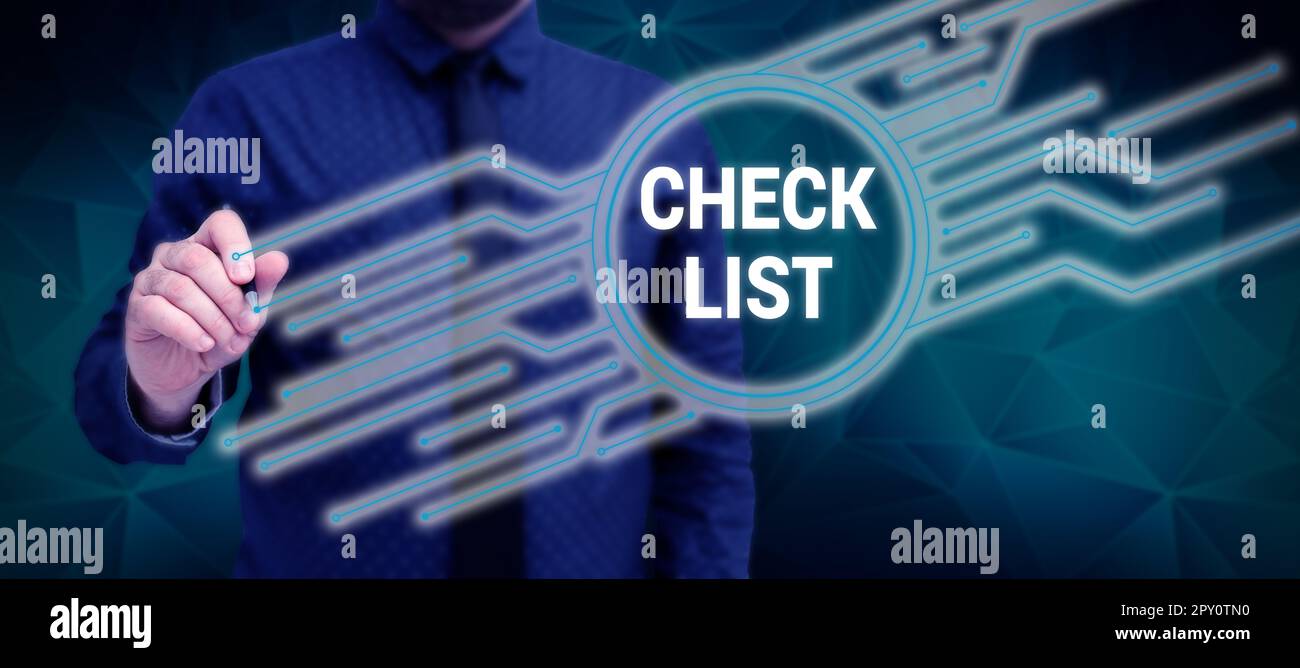 Sign displaying Check List, Conceptual photo Items required Things to ...