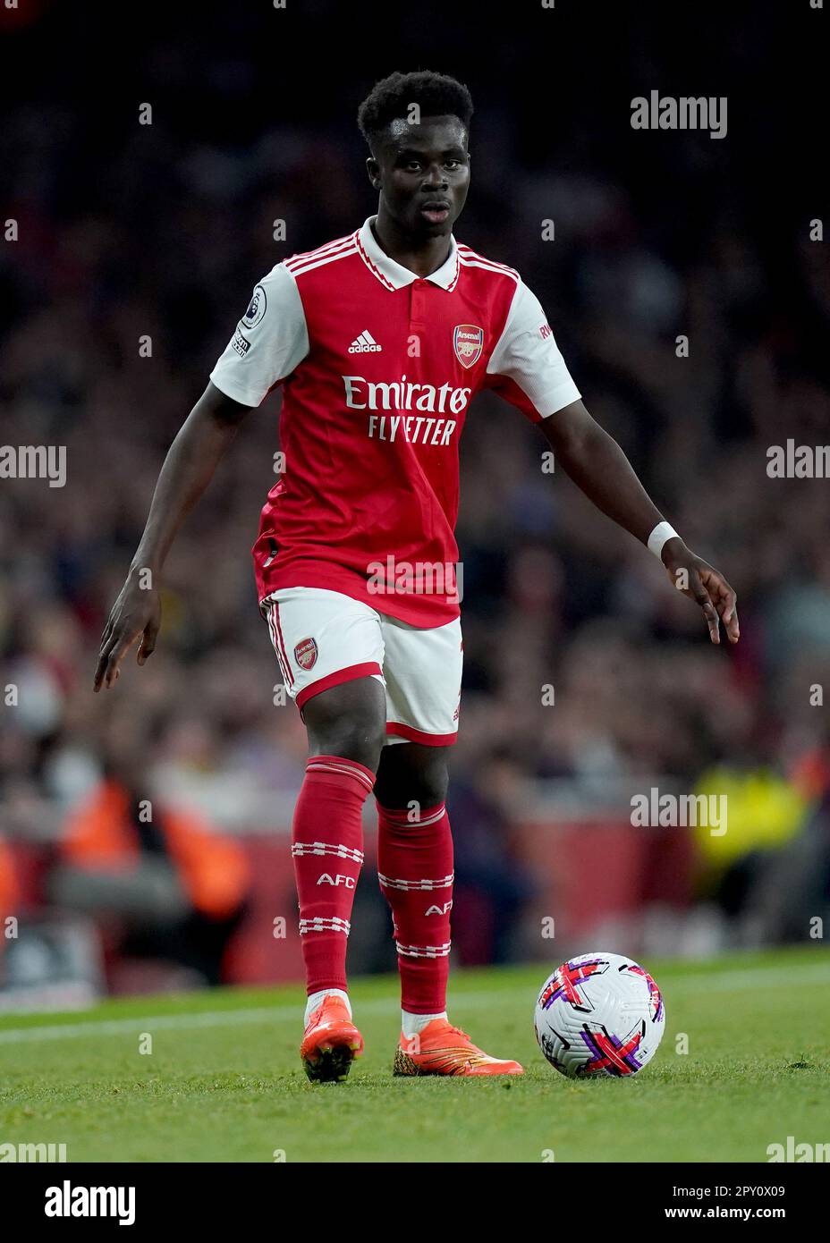 Arsenal’s Bukayo Saka in action during the Premier League match at the ...