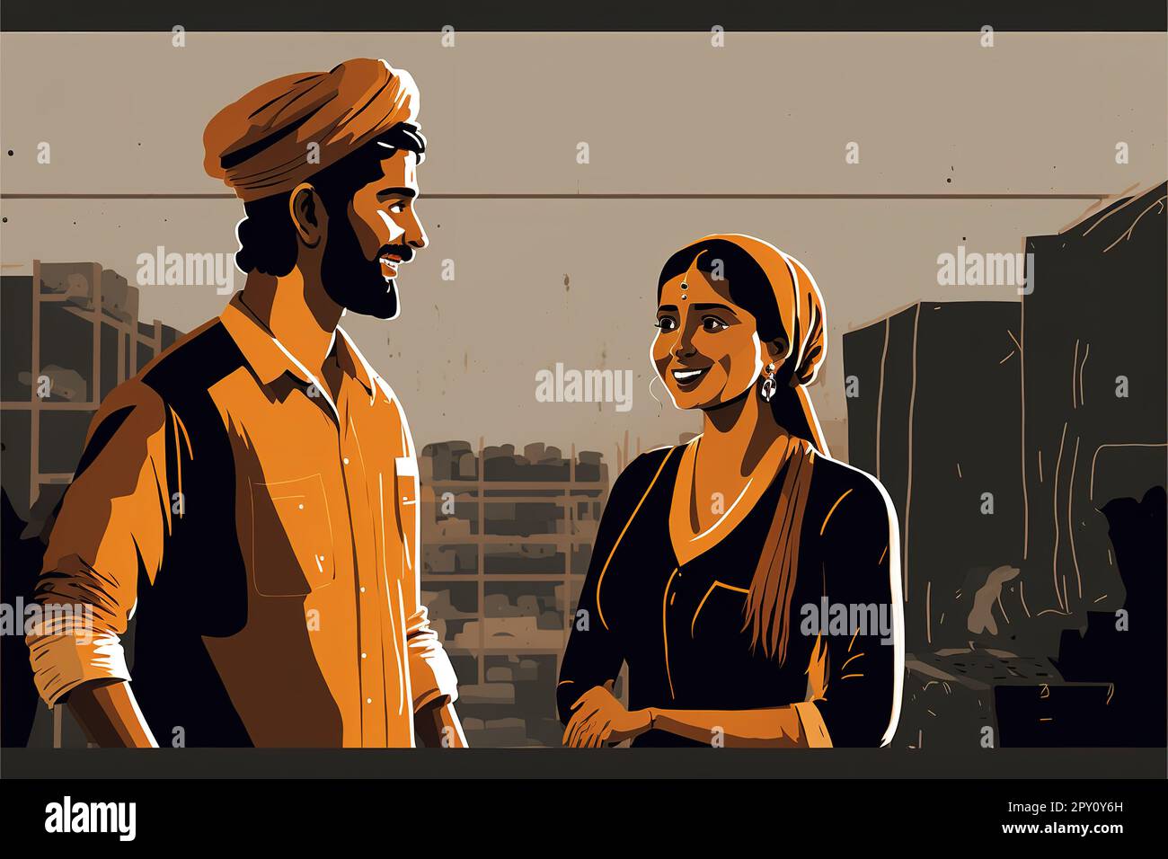 Indian worker teamwork male working with women engineer talking ...