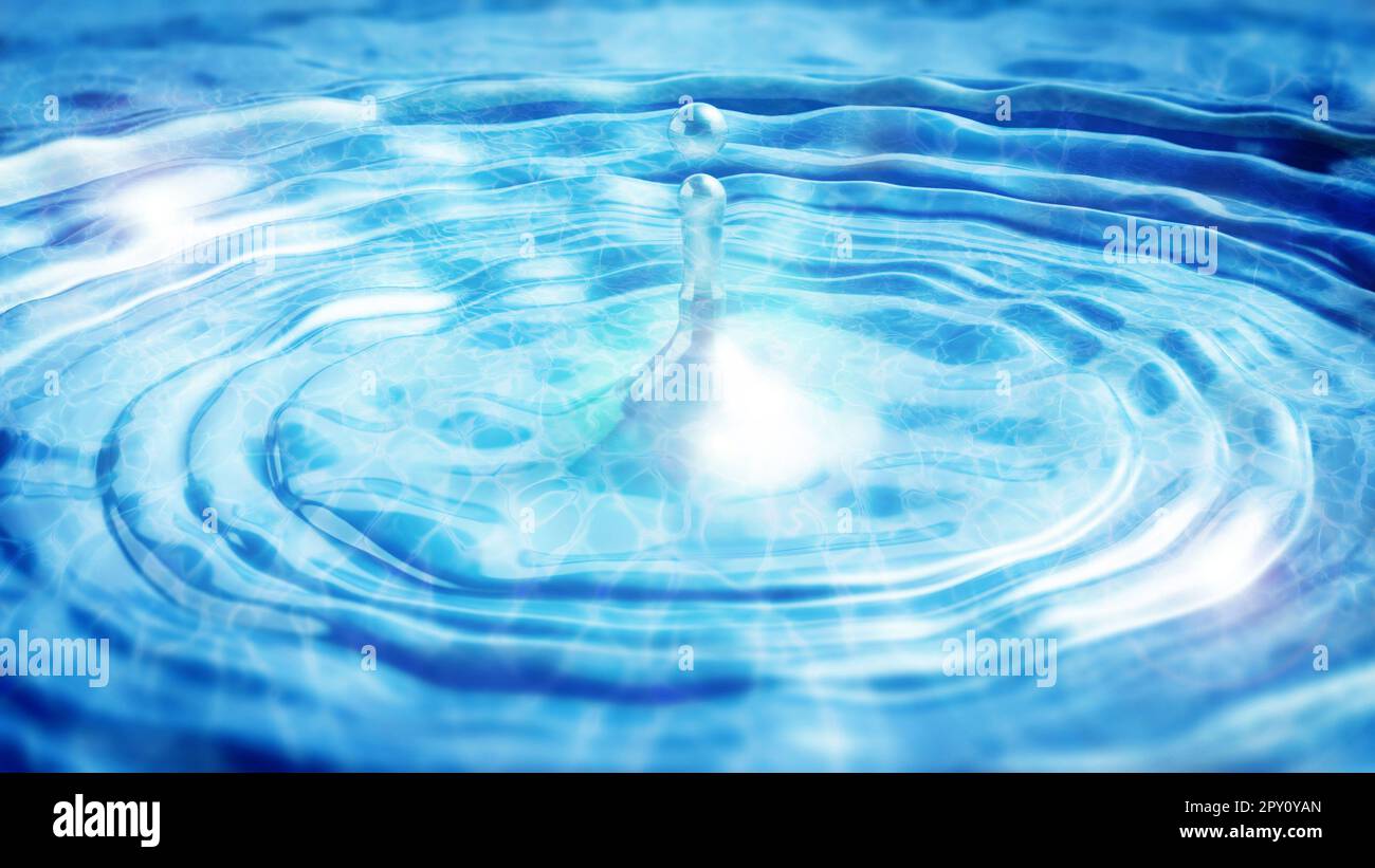 Water ripple with a drop. 3D illustration Stock Photo - Alamy