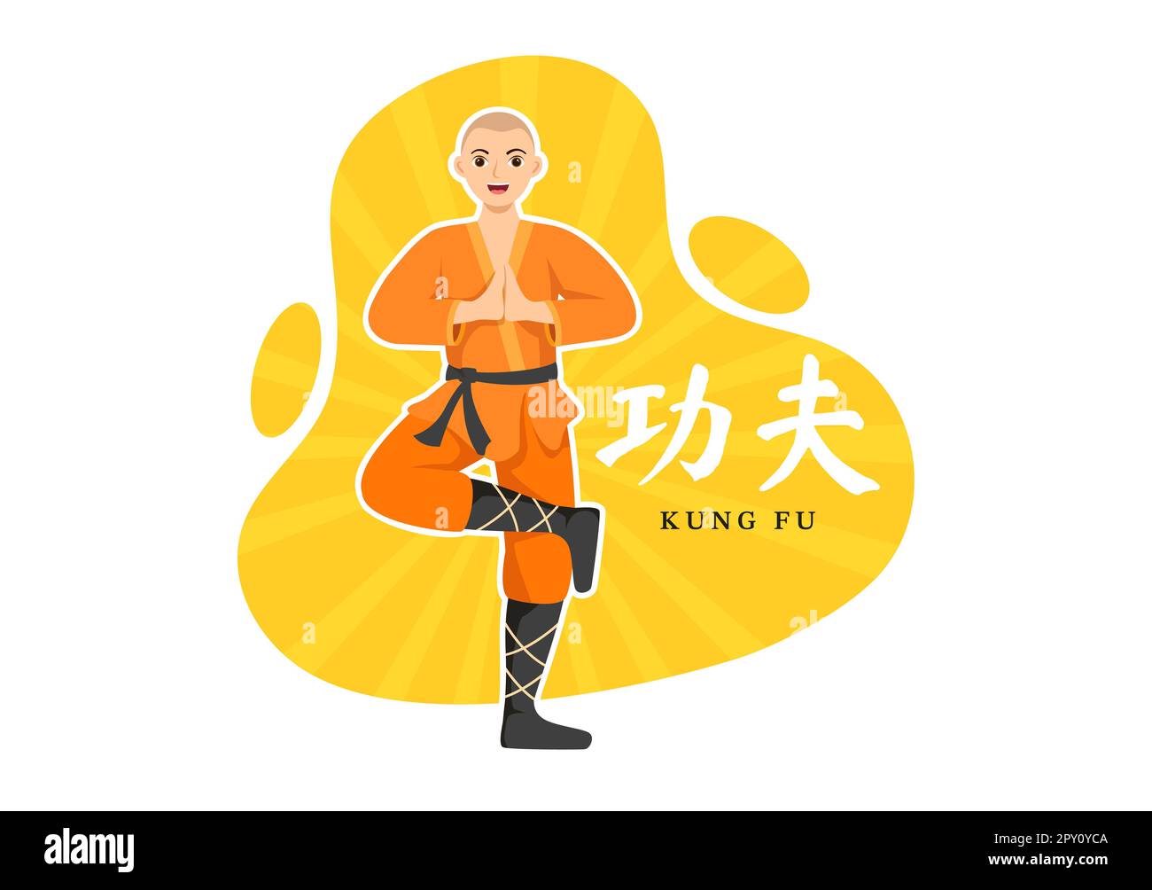 Kung Fu Illustration with People Showing Chinese Sport Martial Art in ...