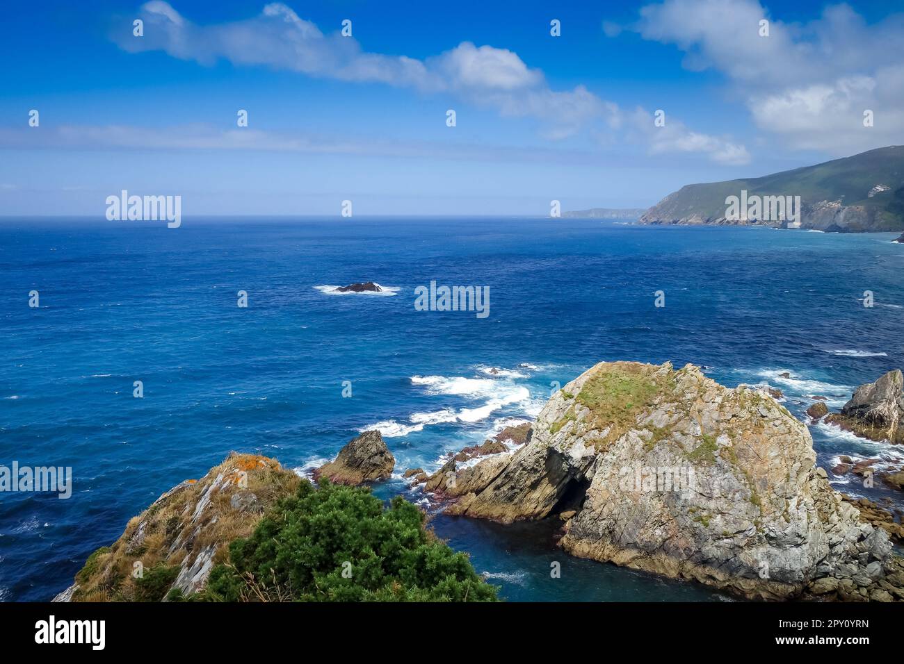 Ortigueira cliffs and atlantic ocean view, Galicia, Spain. Landmark ...