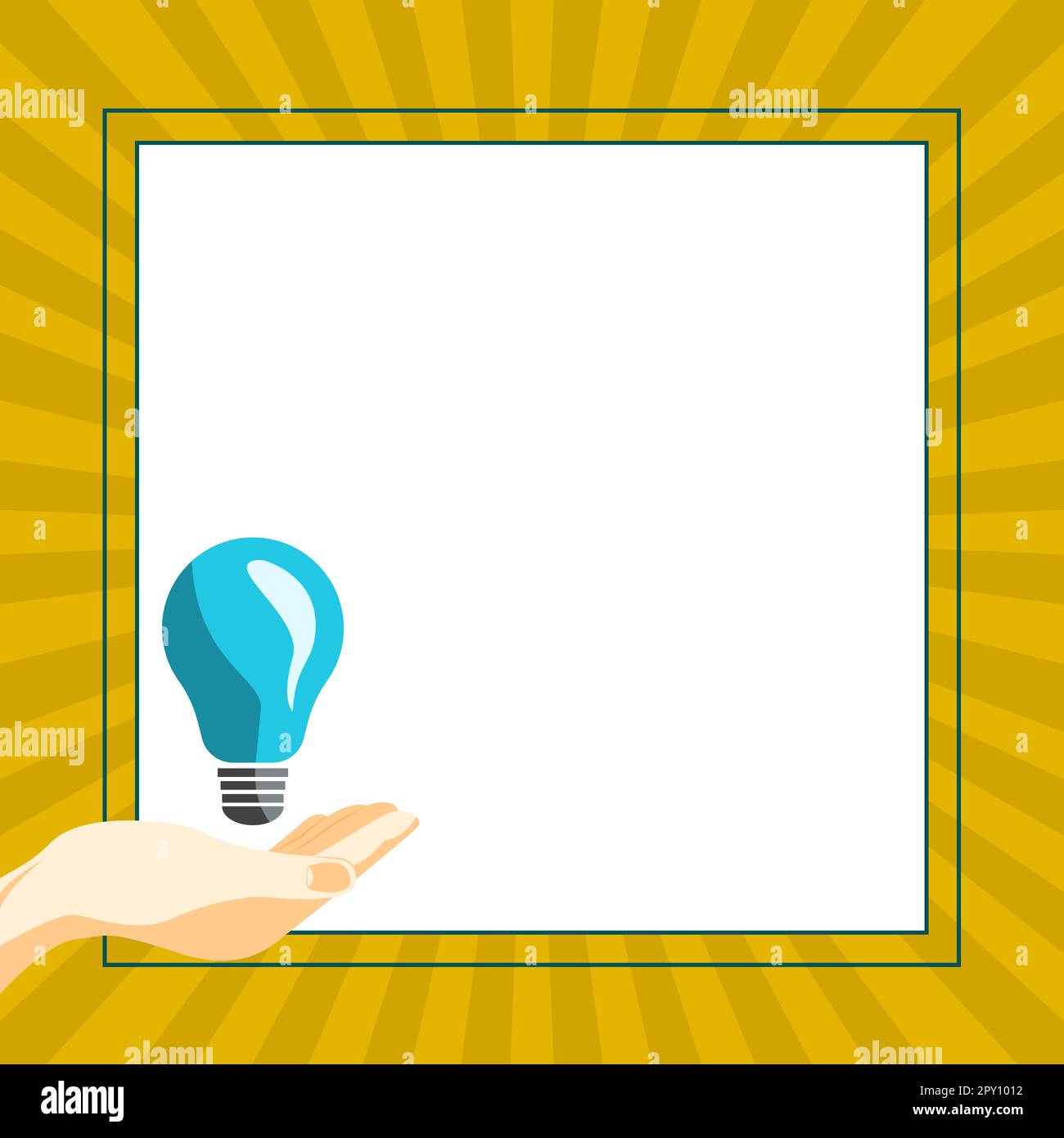 Hand holding yellow bulb. Important message written on white textholder ...