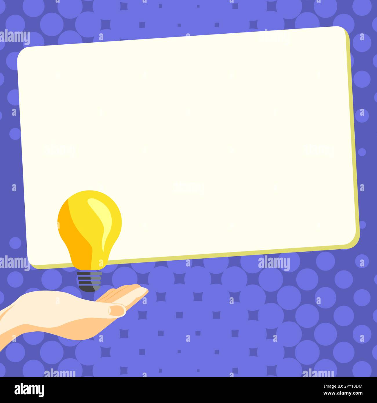 Hand holding yellow bulb. Important message written on white textholder ...
