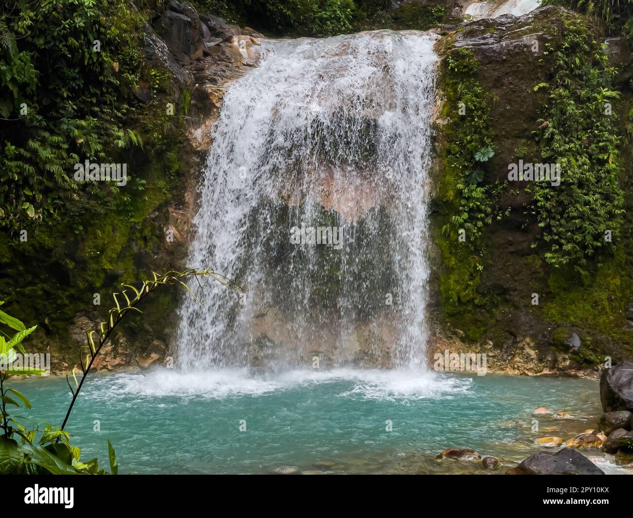 Beautiful aerial view of the Costa Rica Waterfall in bajos de Toro ...