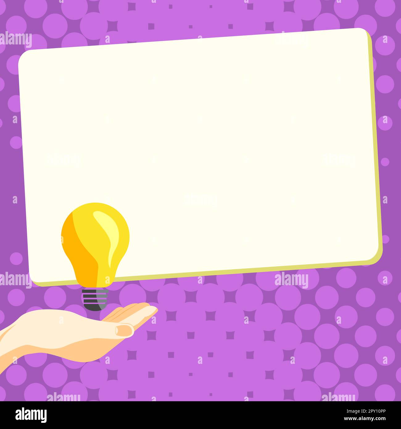 Hand holding yellow bulb. Important message written on white textholder ...
