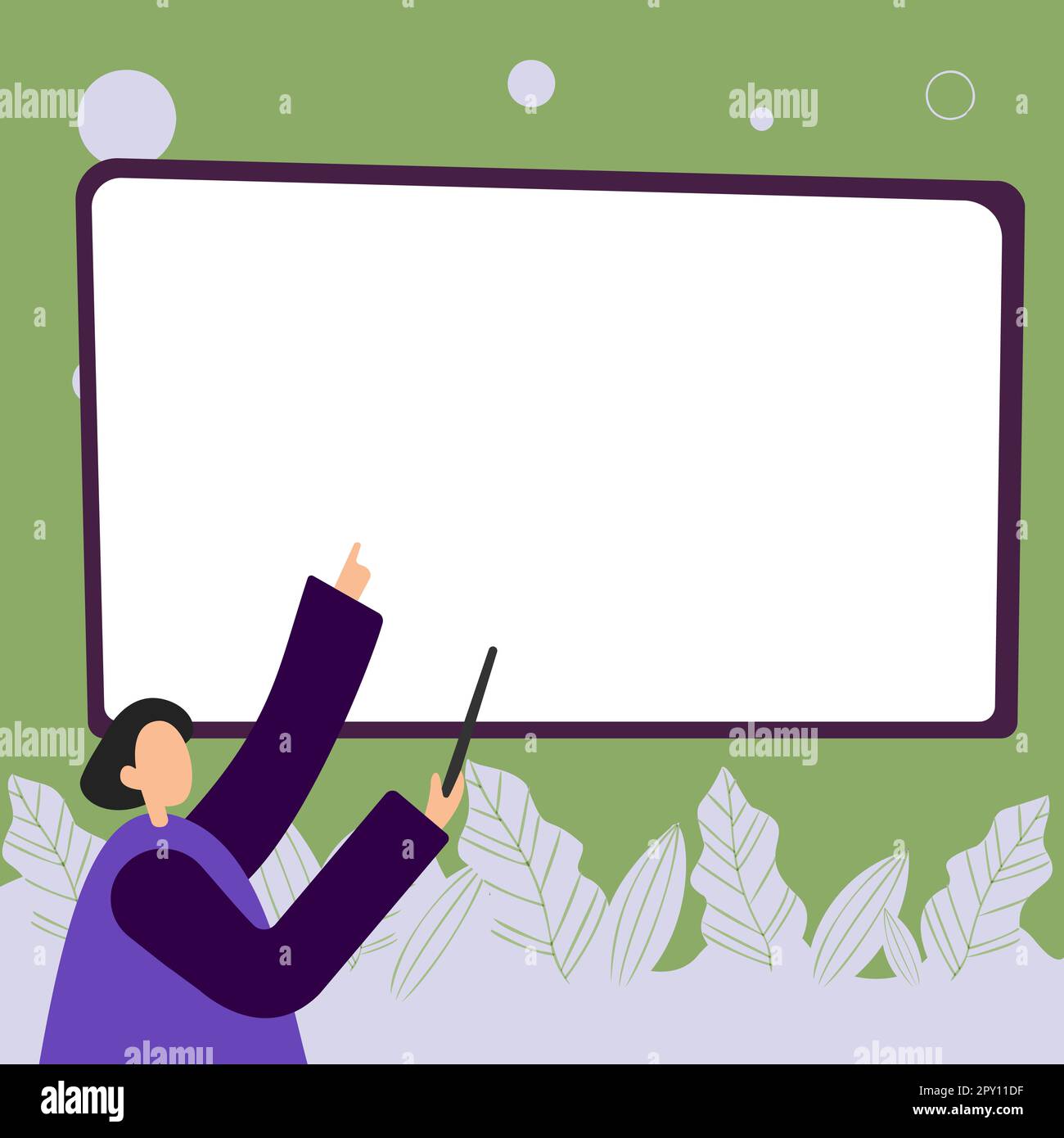 Woman pointing with pointer to important information written on ...