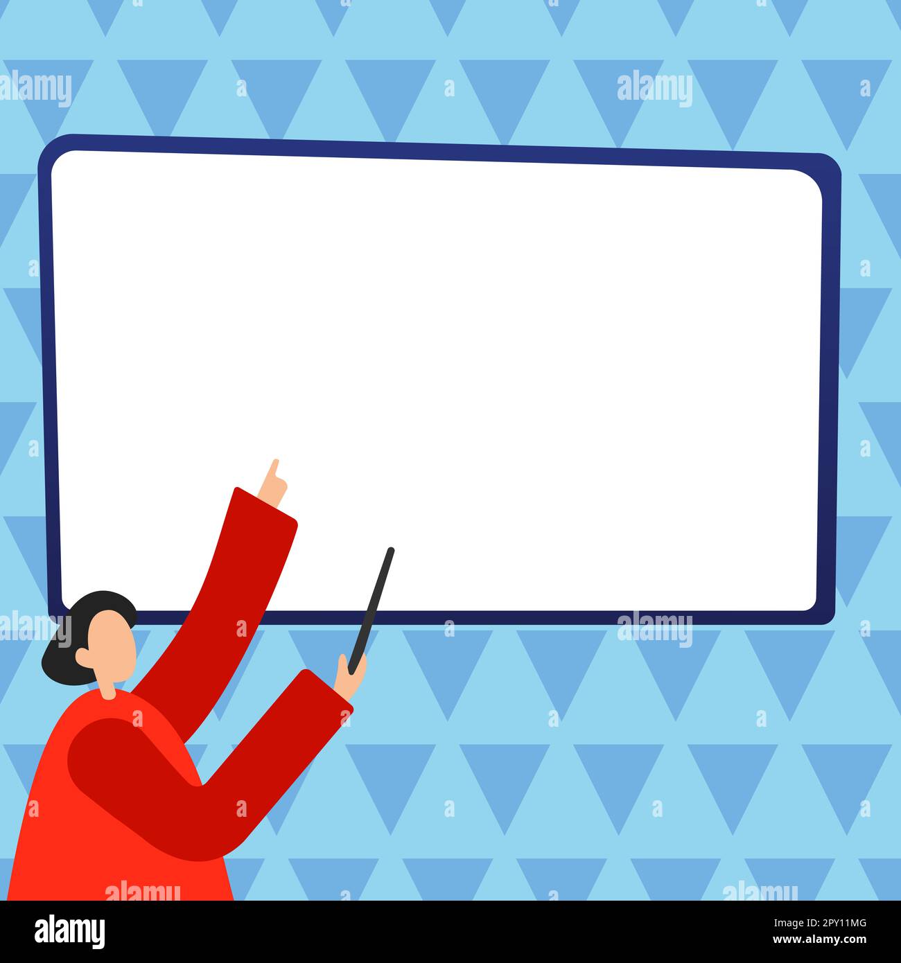 Woman pointing with pointer to important information written on ...