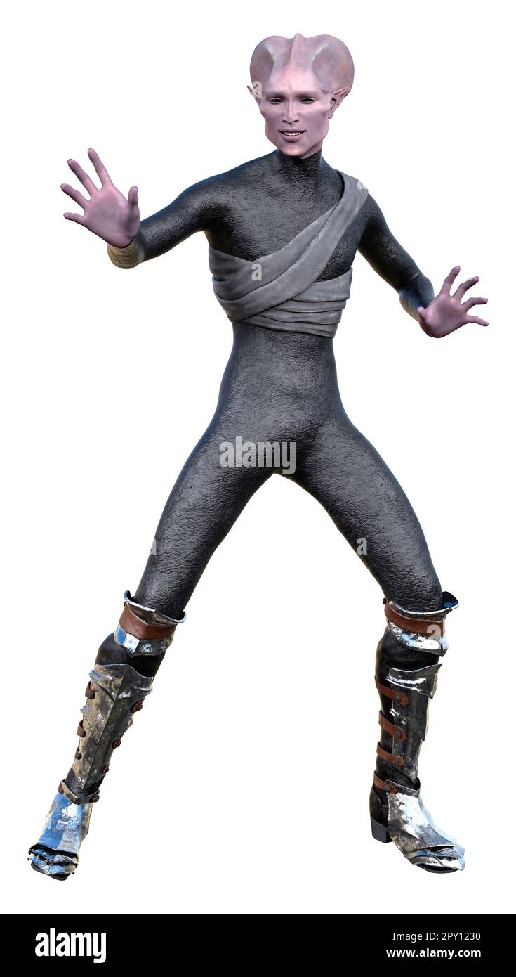 3D rendering of a fantasy alien isolated on white background Stock ...