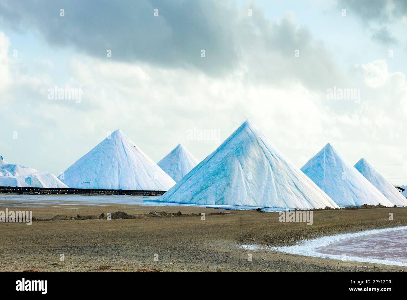Sea Salt mounds on Kralendijk Netherland Antilles BonAire Stock Photo ...
