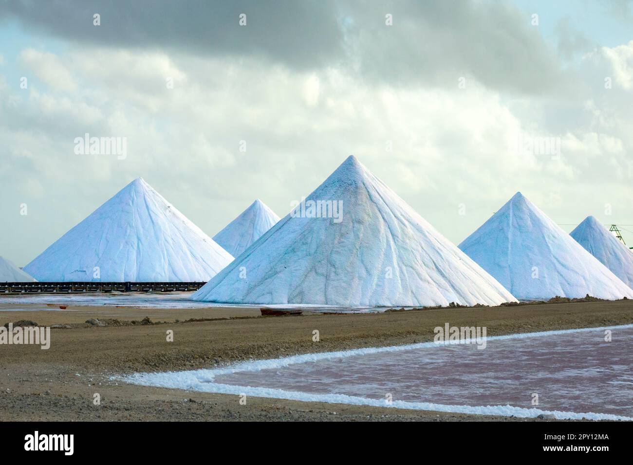 Sea Salt mounds on Kralendijk Netherland Antilles BonAire Stock Photo ...