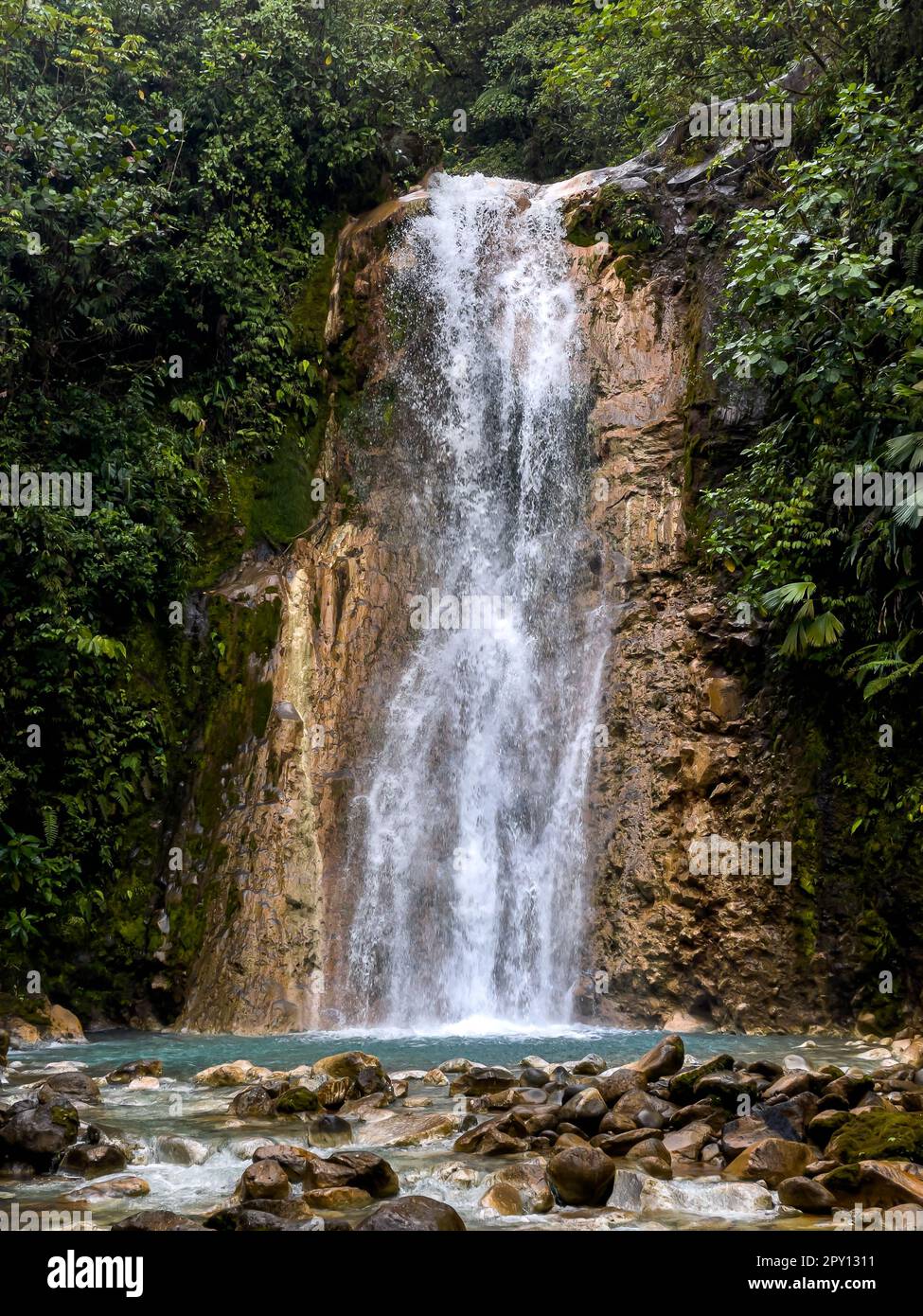 Beautiful aerial view of the Costa Rica Waterfall in bajos de Toro ...