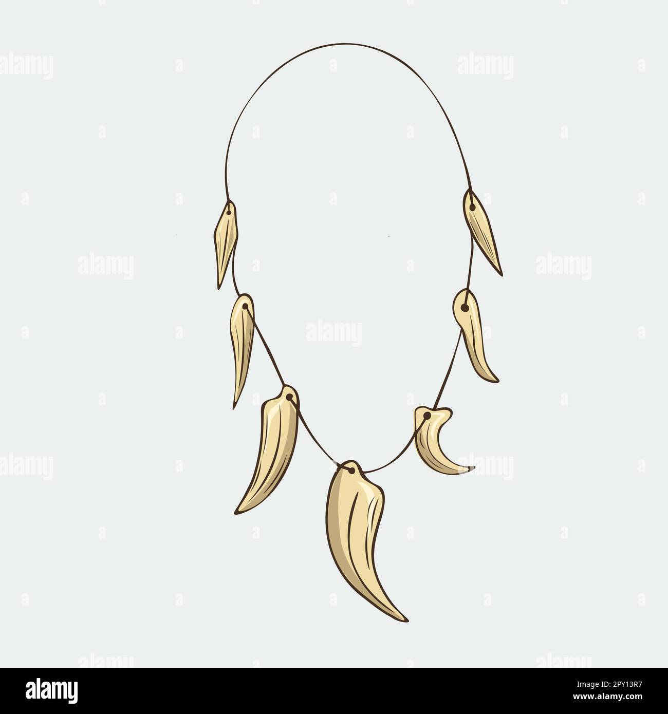 Vector illustration of a necklace of animal fangs in the style of ...
