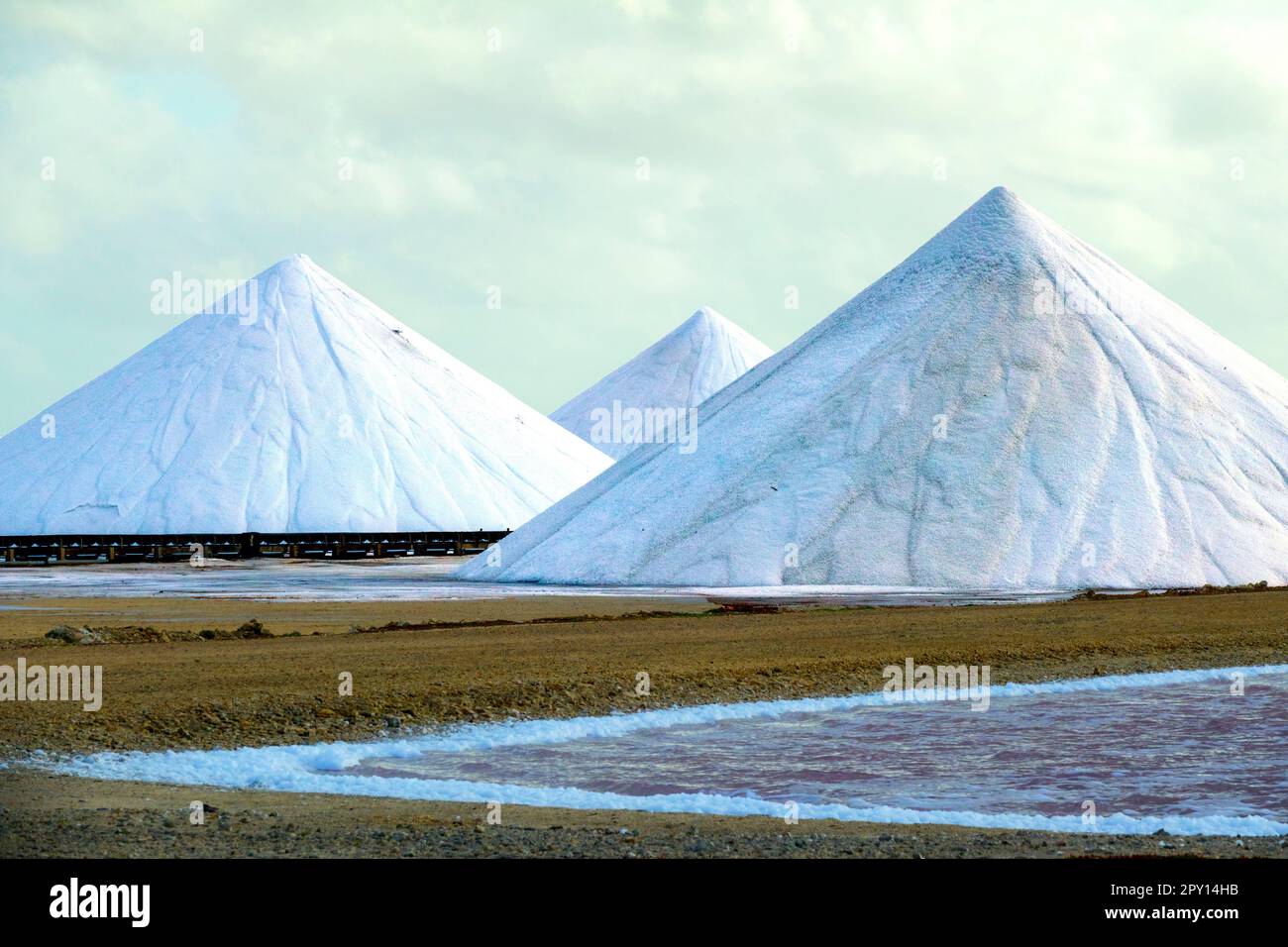 Sea Salt mounds on Kralendijk Netherland Antilles BonAire Stock Photo ...