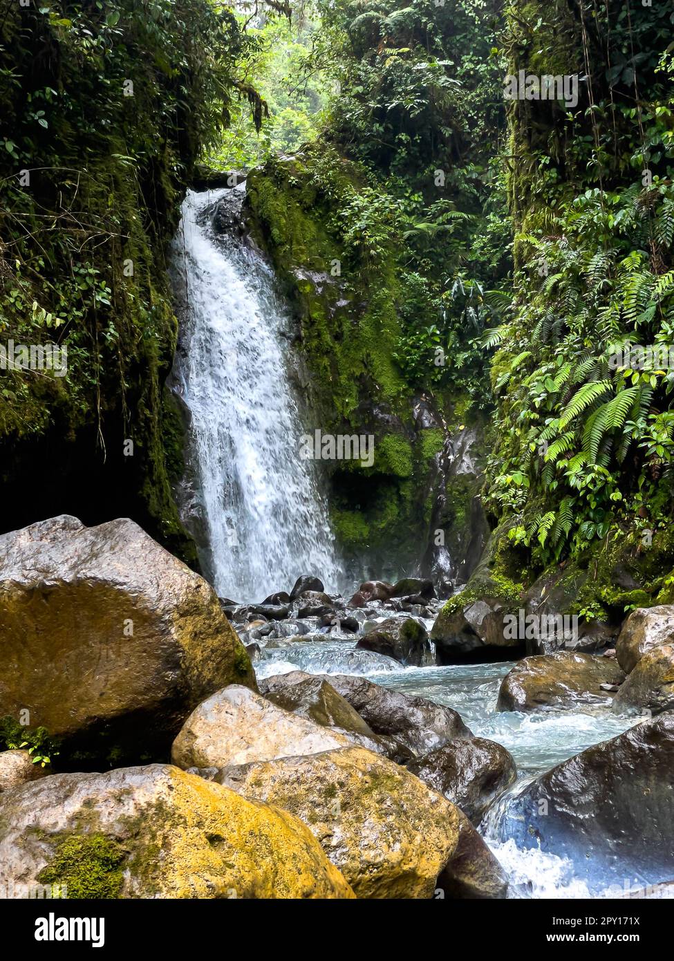 Beautiful aerial view of the Costa Rica Waterfall in bajos de Toro ...