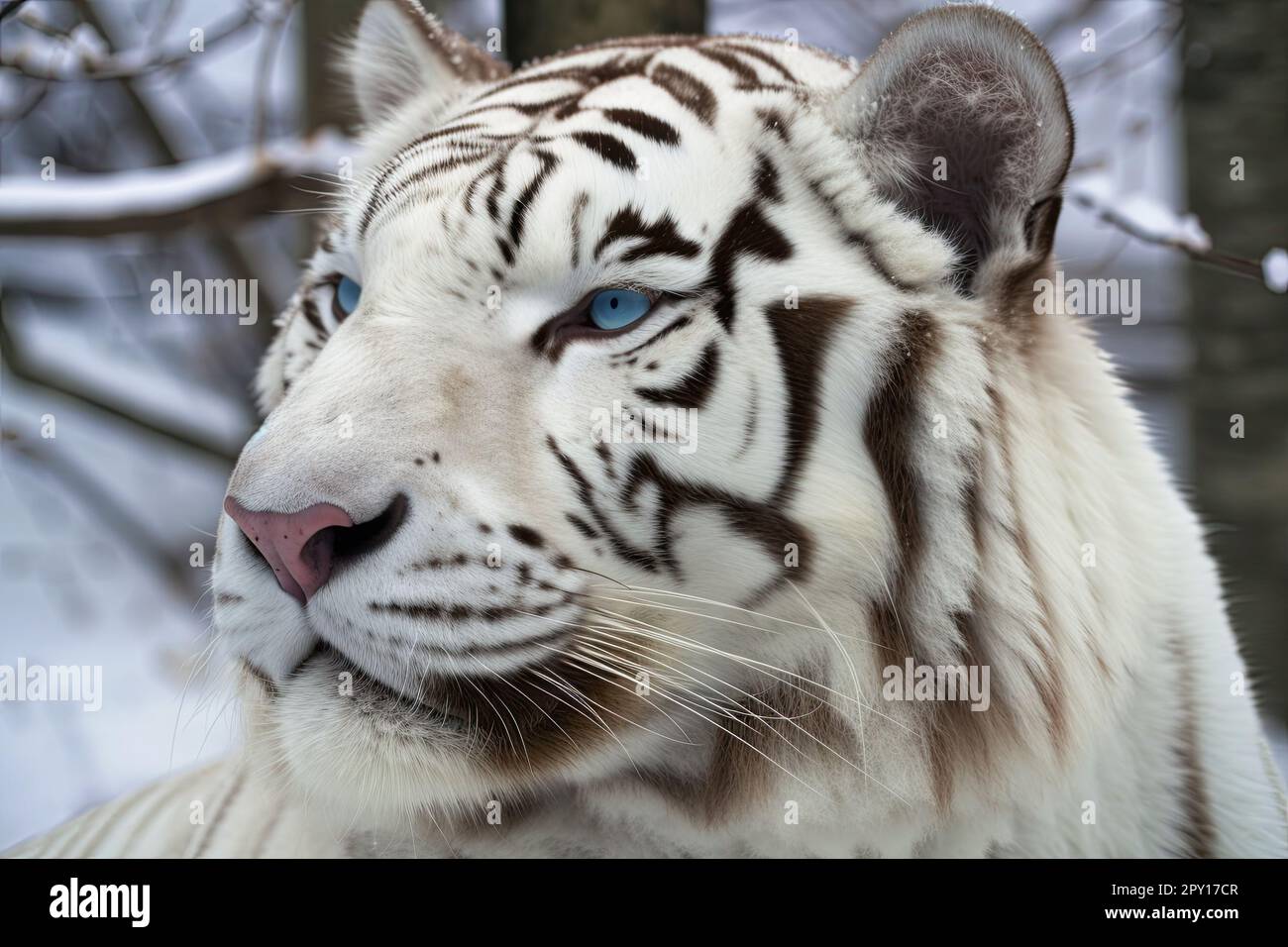 white tiger's piercing blue eyes and powerful jaws emerge from the ...
