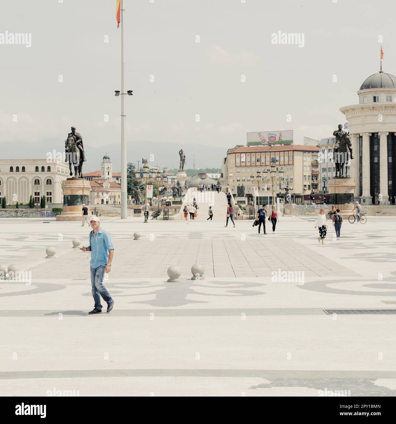 Skopje, North Macedonia. Some panoramas of the city, its monuments and ...