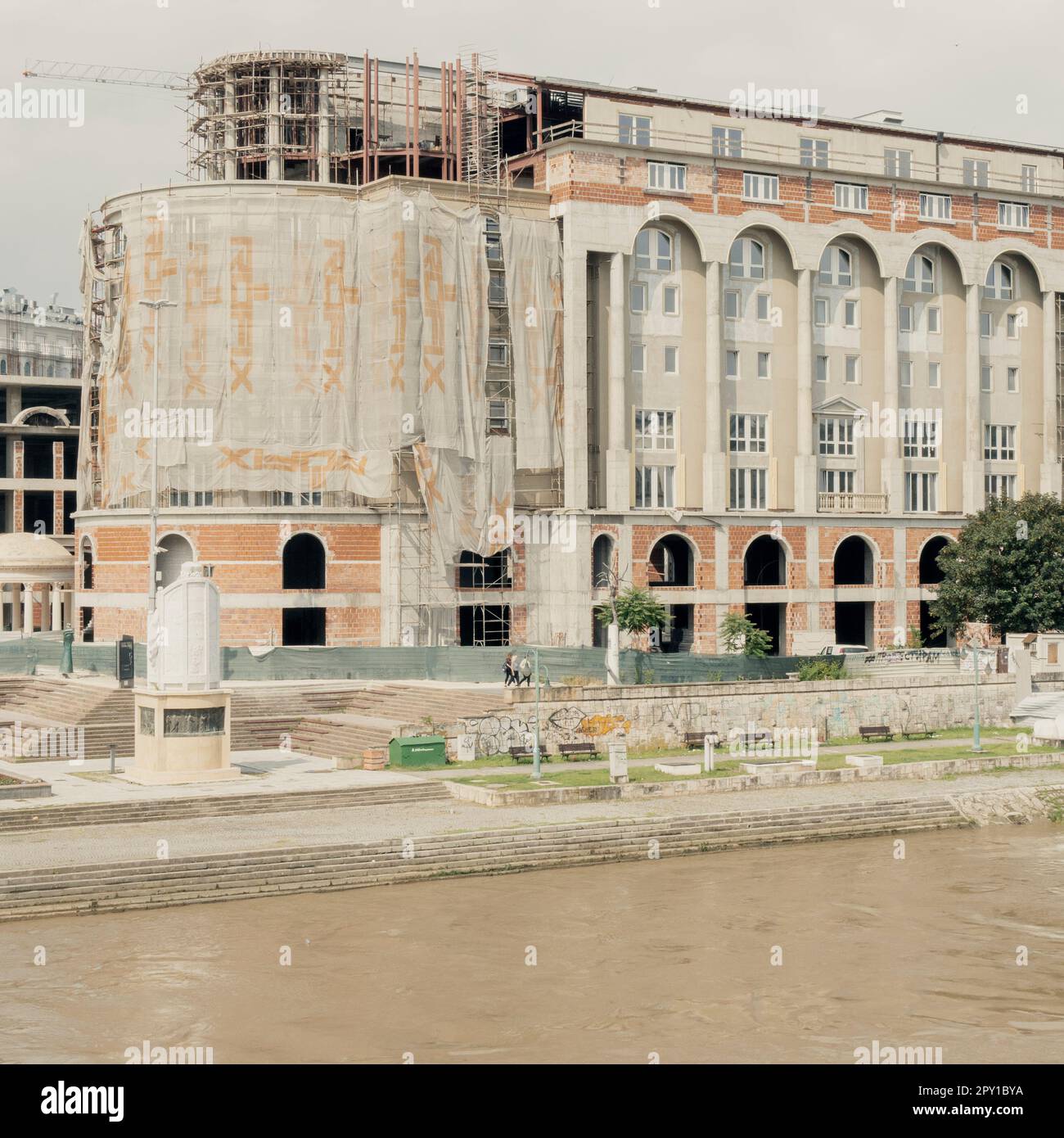 Skopje, North Macedonia. Some panoramas of the city, its monuments and ...