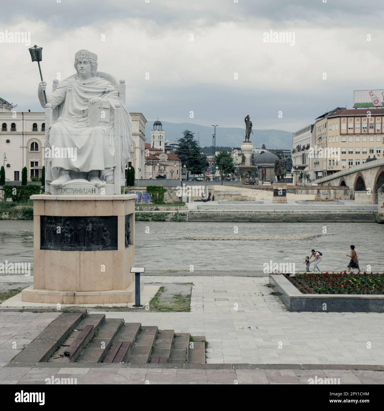 Skopje, North Macedonia. Some panoramas of the city, its monuments and ...